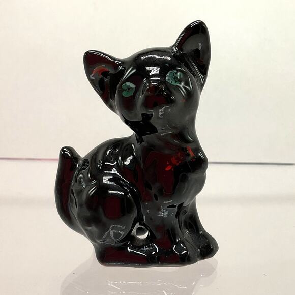 Unknown | Accents | Vintage Redware Pottery Hand Painted Cat Figurine ...